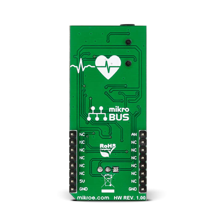 MIKROE-2455 MikroElektronika | MikroElektronika ECG click Heart Rate Sensor mikroBus Click Board ...