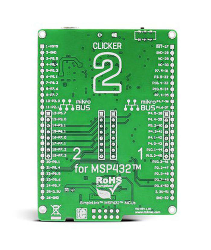 MIKROE-2502 MikroElektronika | MikroElektronika Clicker 2 MSP432 CPU Add On Board MIKROE-2502 ...