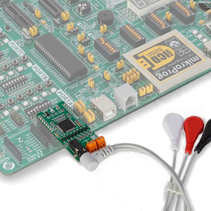 MIKROE-2507 MikroElektronika | MikroElektronika ECG 2 click Heart Rate Sensor mikroBus Click ...