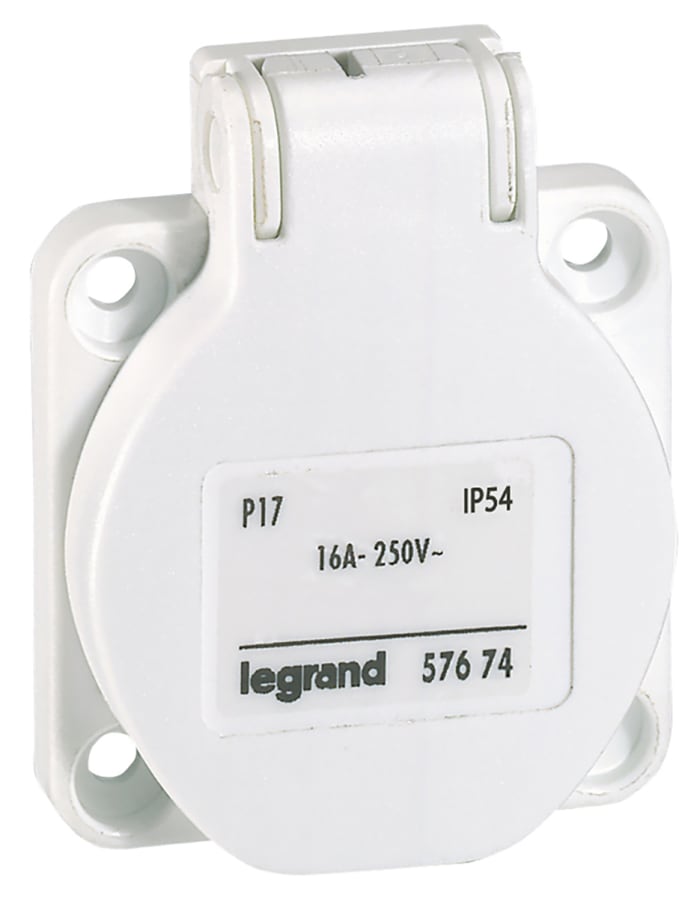 057674 Legrand | Legrand IP54 White Panel Mount 2P + E Industrial Power ...