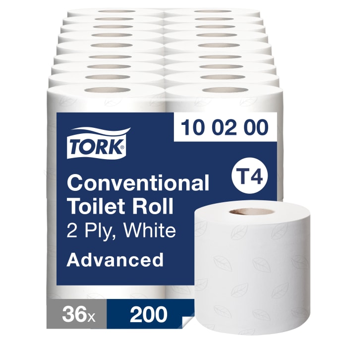 100200 Tork | Tork 36 Packs of rolls of 200 Sheets Toilet Roll, 2 ply ...