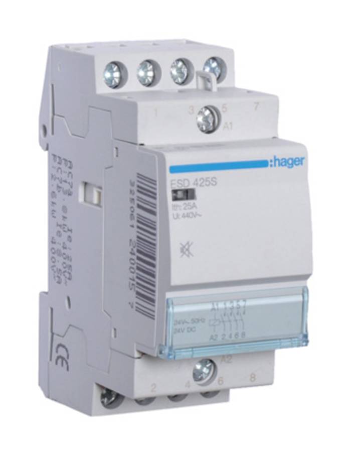 ESD425S Hager | Hager System M Pro ESC Contactor, 24 V ac Coil, 4-Pole ...