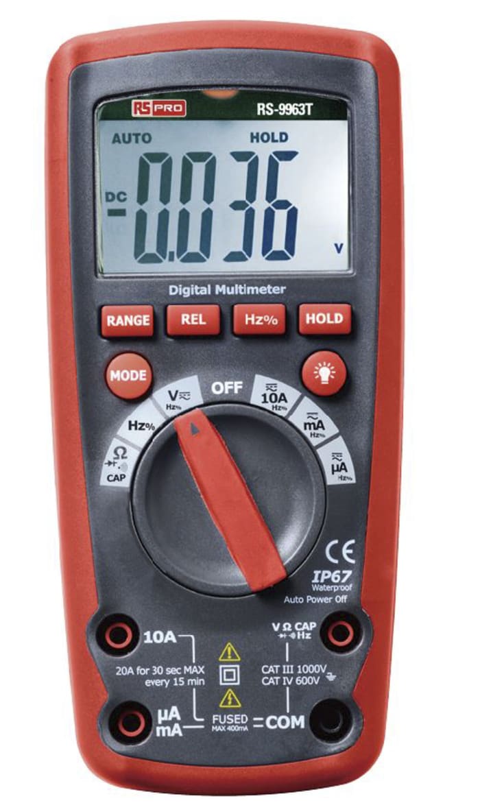RS PRO | RS PRO DT-9963T Handheld Digital Multimeter, True RMS, 10A ac ...