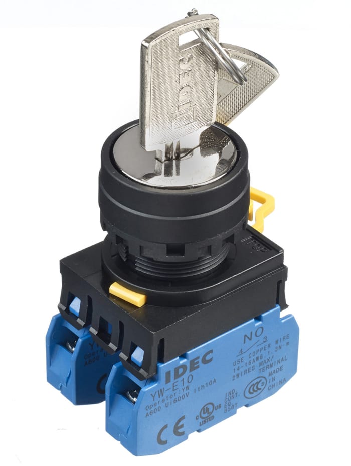 YW1K-32CE20 Idec | Idec IP65 Key Switch, DPST 3-Way | 168-2551 | RS