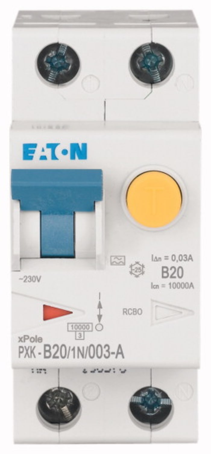 236949 PXK-B20/1N/003-A Eaton | Eaton RCBO, 20A Current Rating, 1P+N ...