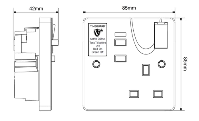 RCD01WAVN Timeguard | Timeguard 13A, BS 7288 Fixing, Active, Single ...