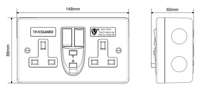 RCD08MPVN Timeguard | Timeguard 30 A, Passive 1 RCD Socket, Plastic ...