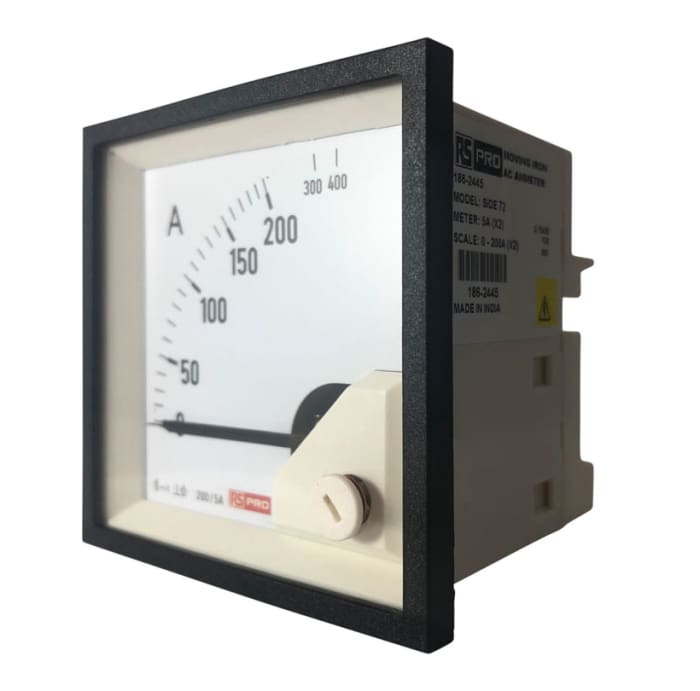 RS PRO | RS PRO Analogue Panel Ammeter 10 (Input) A, 200/5 (CT) A, 400 ...