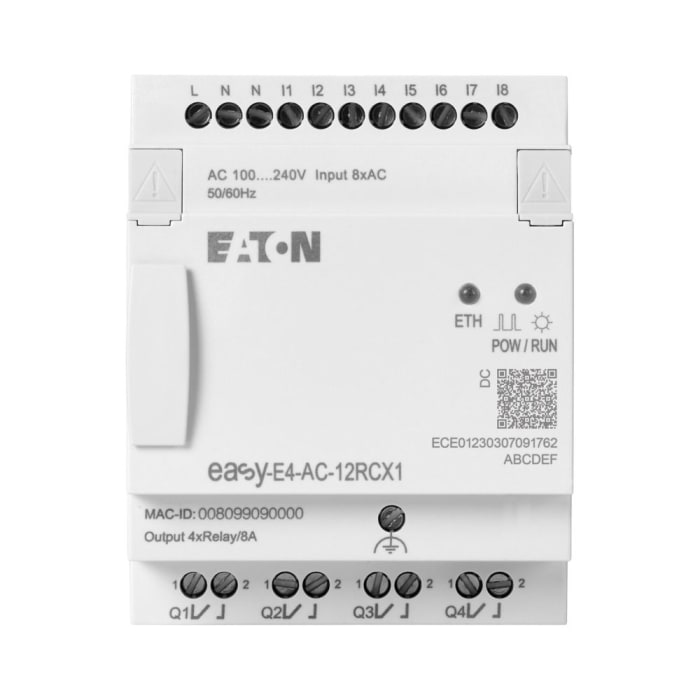 197216 EASY-E4-AC-12RCX1 Eaton | Relé de control Eaton EasyE4, 100 → 240 V ac/dc, 8 entradas ...