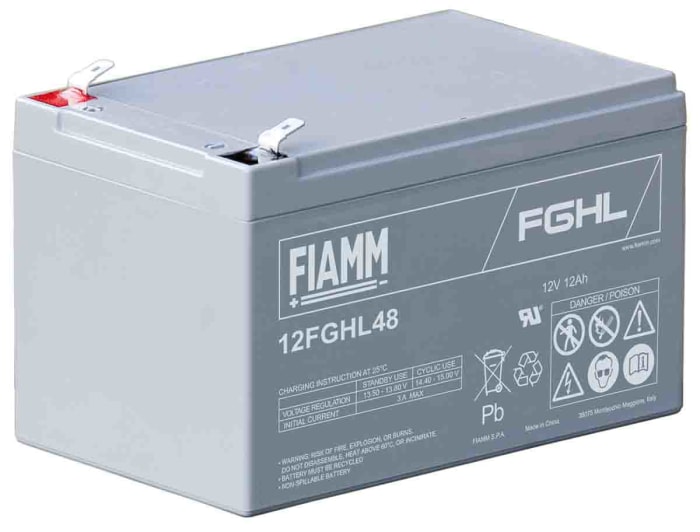 12FGHL48 Fiamm | Fiamm 12V Sealed Lead Acid Battery, 12Ah | 189-1577 | RS