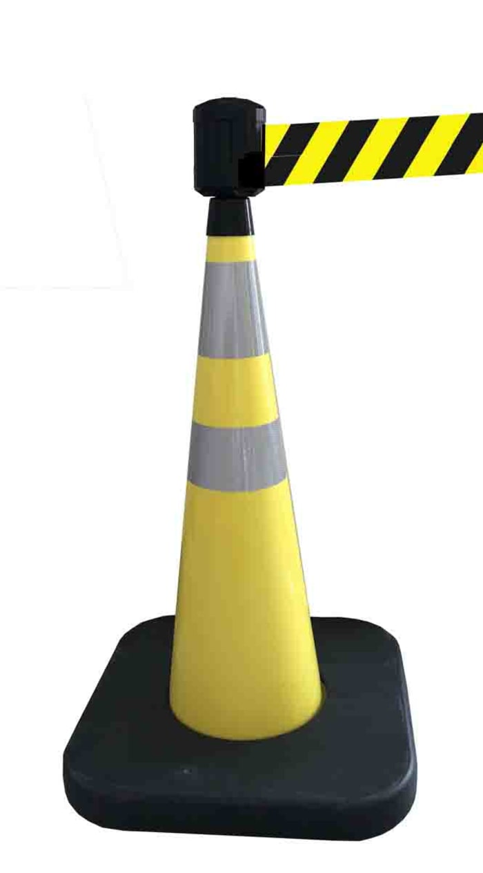 RS PRO | RS PRO Weighted Grey, Yellow 1.10 m PVC Safety Cone With Strap ...