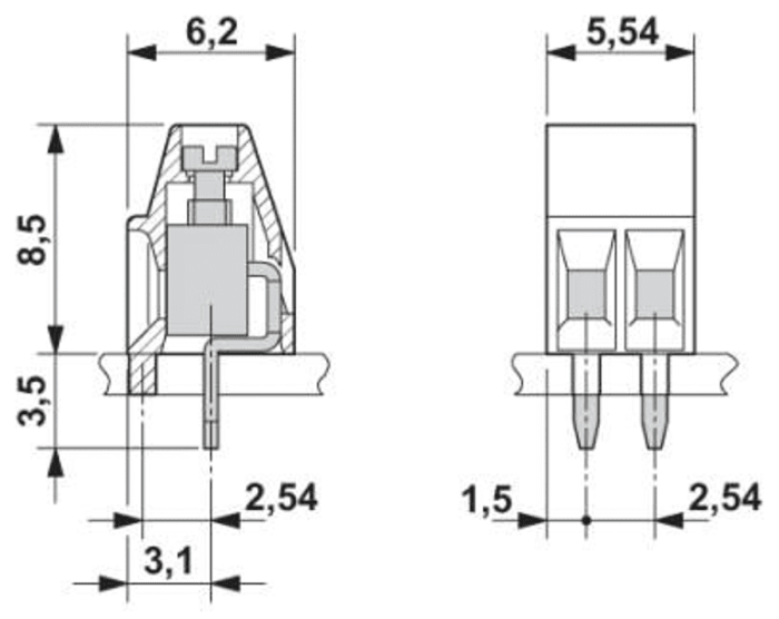 1725656 Phoenix Contact | Phoenix Contact MPT 0.5/2-2.54 Series PCB ...