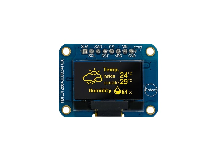 MDOB128064VV-YI Midas | Midas 0.96in Yellow Passive matrix OLED Display ...
