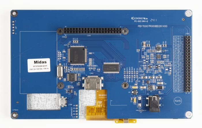 MDT0700ESSR-HDMI Midas | Midas MDT0700ESSR-HDMI TFT LCD Colour Display / Touch Screen, 7in, 1024 ...