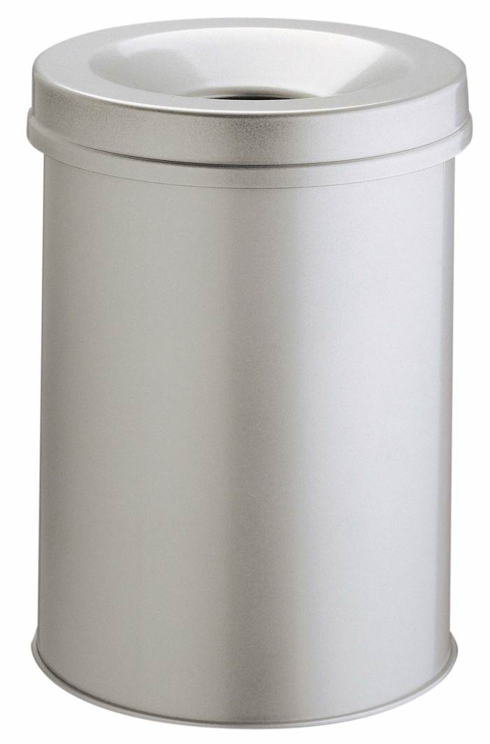 330510 Durable | Durable Waste Basket Safe Round 15L Grey Flip Steel ...