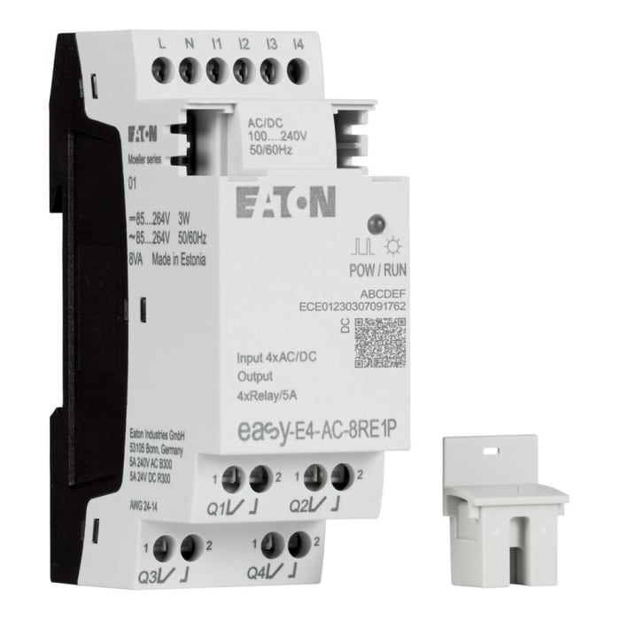 197514 EASY-E4-AC-8RE1P Eaton | Eaton EasyE4 Series Control Relay, 264 V Supply, Relay Output, 4 ...