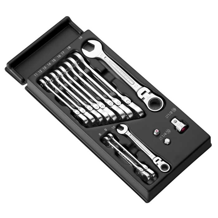MOD.467BFJ12PB Facom | Facom 12-Piece Ratchet Spanner Set, 8-19 mm ...