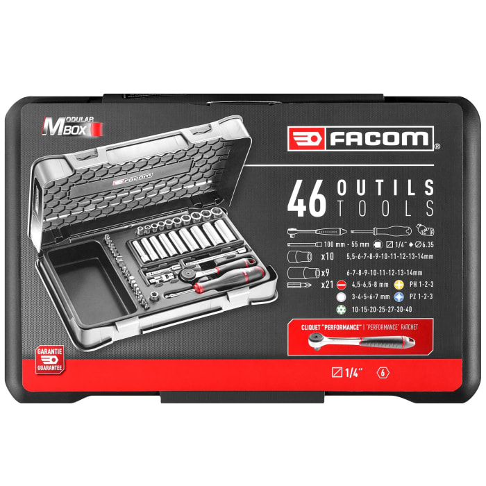 R.2BLPB Facom | Facom 46-Piece Metric 1/4 in Deep Socket/Standard ...