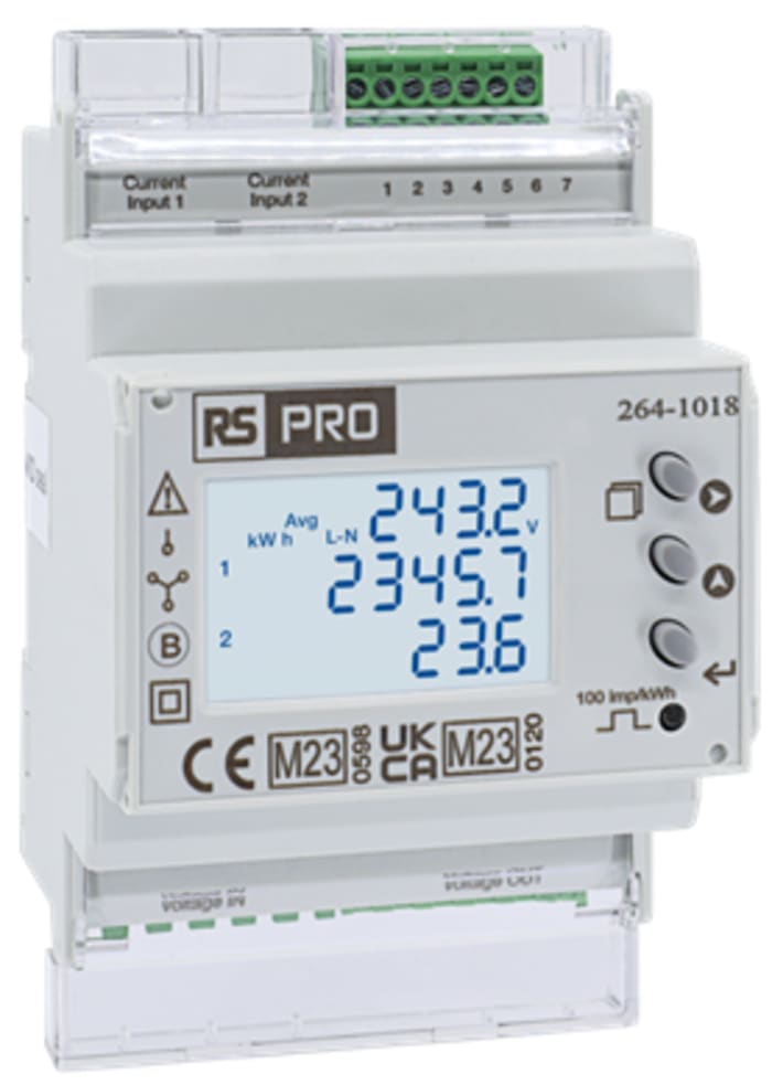 RS PRO | RS PRO 3 Phase LCD Energy Meter, Type Energy Meter | 264-1018 | RS Components