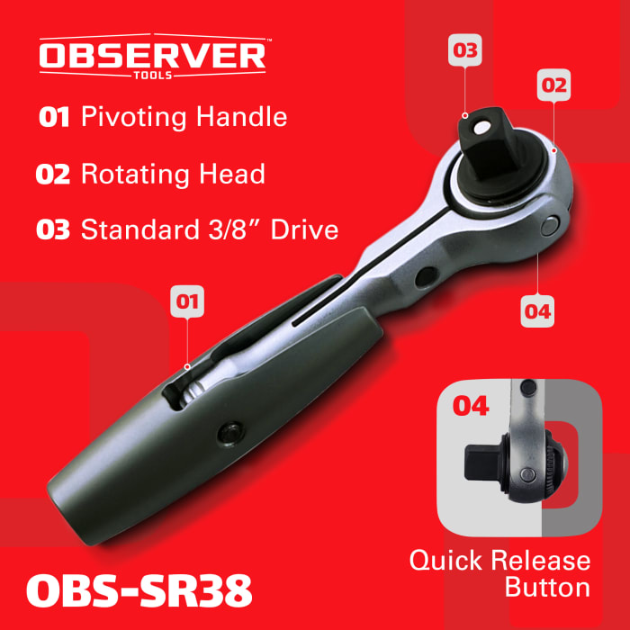 OBS-SR38 Observer Tools | Observer Tools OBS-SR38 3/8 in Square Ratchet ...