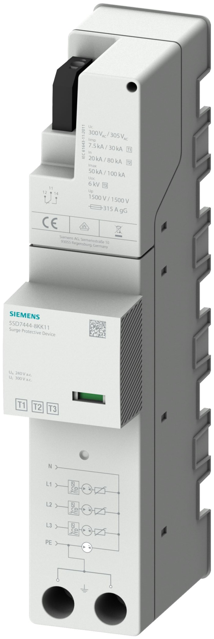 5SD7444-8KK11 Siemens | Siemens 3+N/PE Phase Surge Protector, SCCR 25kA ...