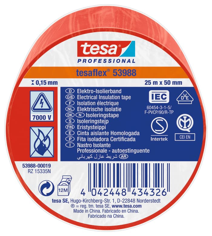 53988-00019-01 Tesa | Tesa 53988 Red Soft PVC Electrical Insulation ...