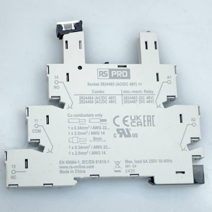 RS PRO | RS PRO 12V ac/dc DIN Rail Relay Socket, for use with RS PRO 1 ...