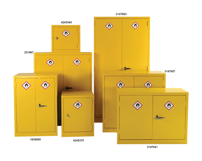 RS PRO | RS PRO Yellow Steel Lockable 1 Door Hazardous Substance ...