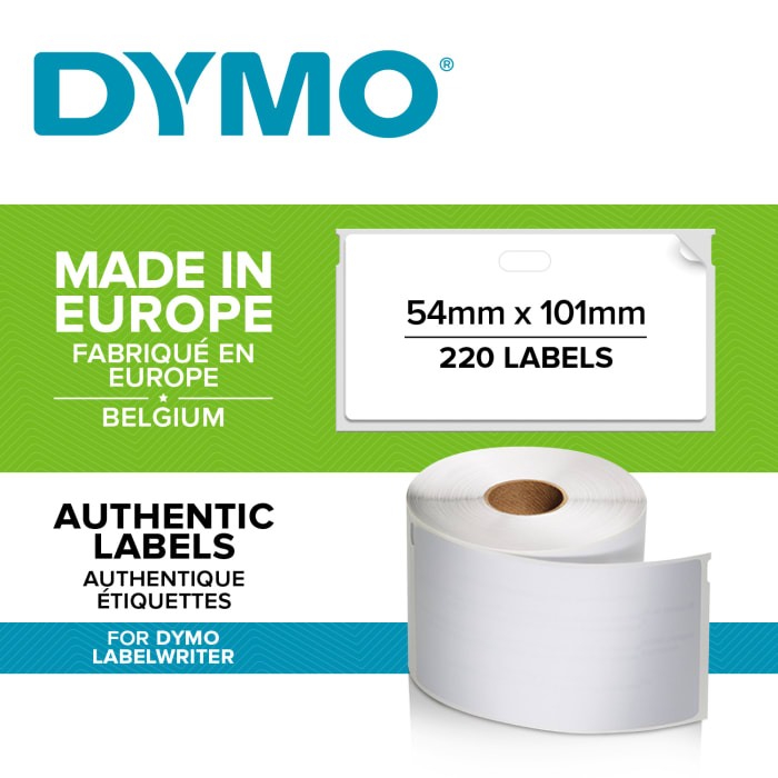 S0722430 Dymo | Dymo White Black Print Label Roll, 101mm Width, 54mm ...