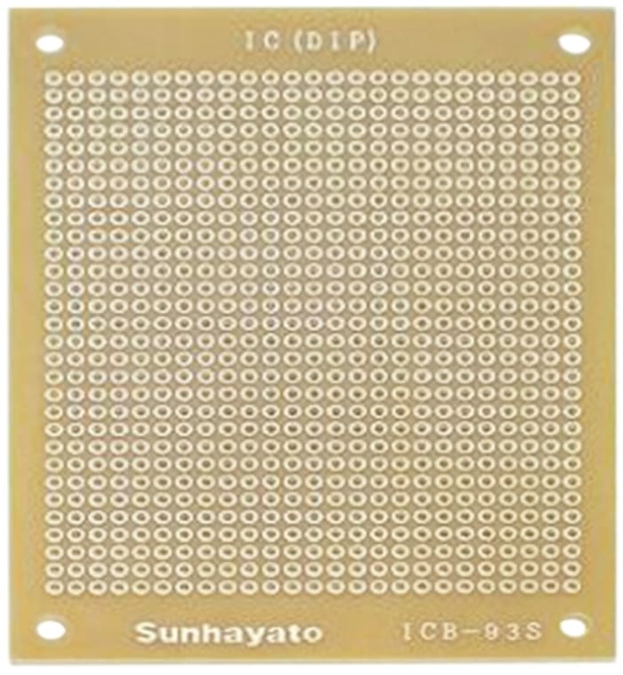 ICB-93S Sunhayato | Sunhayato Single Sided Matrix Board FR2 1mm Holes, 2.54 x 2.54mm Pitch, 95 x ...
