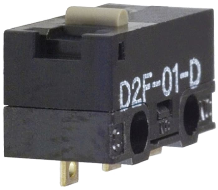 D2F-01-D Omron | Omron Pin Plunger Micro Switch, Solder Terminal, 100 mA @ 30 V dc, SPDT, IP40 ...