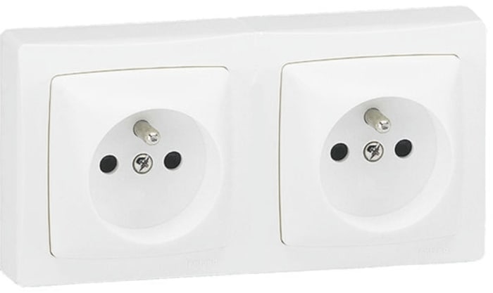 0 860 76 Legrand | Legrand Saillie White 2 Gang Plug Socket, 16A, Type ...