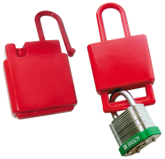 NON-CONDUCTIVE LOCKOUT HASPS Brady | Brady Red 1-Lock Plastic Lockout ...