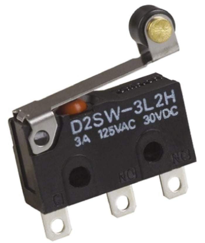 D2SW-3L2H Omron | Omron Roller Lever Micro Switch, Solder Terminal, 3 A @ 30 V dc, SPDT, IP67 ...