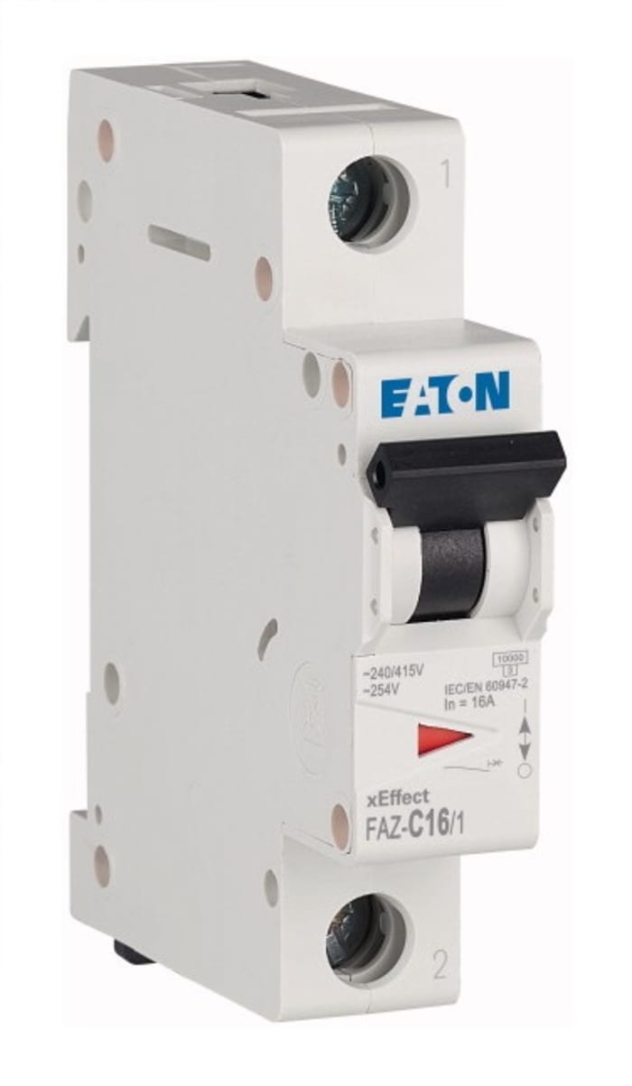 278561 FAZ-C16/1 Eaton | Eaton xEffect MCB, 1P, 16A Curve C, 230V AC, 48V DC, 10 kA Breaking ...