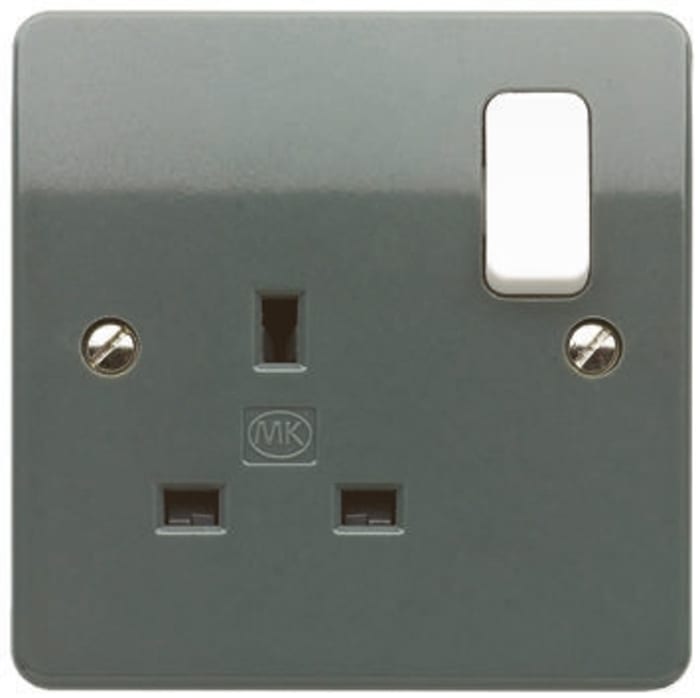 K2757 GRA MK Electric | MK Electric Grey 1 Gang Plug Socket, 13 A ...