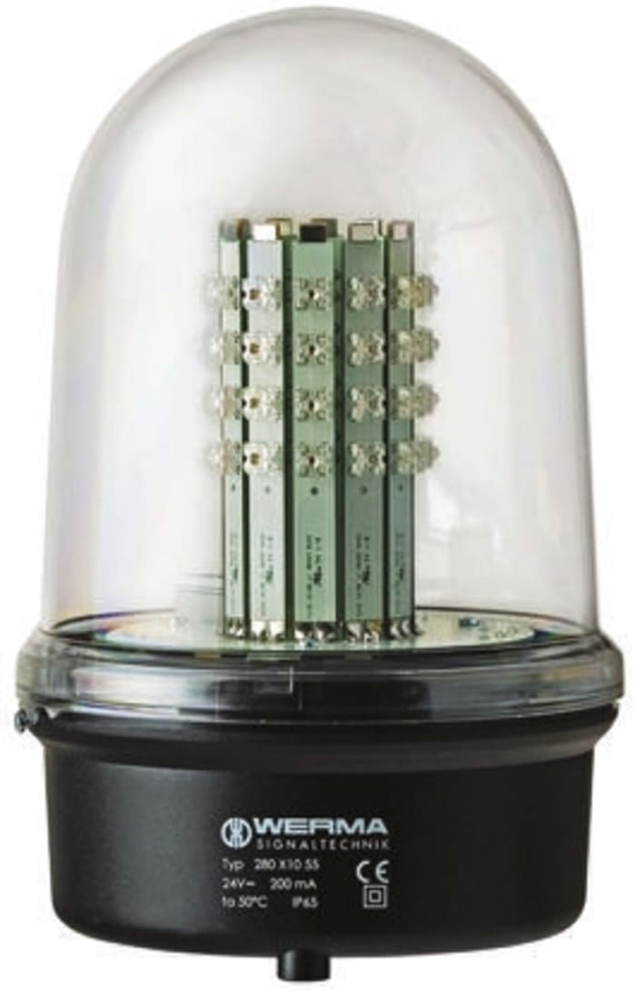 280.410.68 Werma | Werma Red Steady Beacon, 230 V ac, Base Mount, LED ...