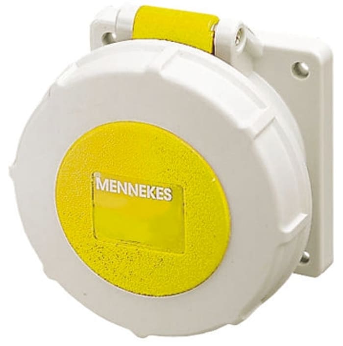 217A MENNEKES | MENNEKES IP67 Yellow Panel Mount 3P Industrial Power ...