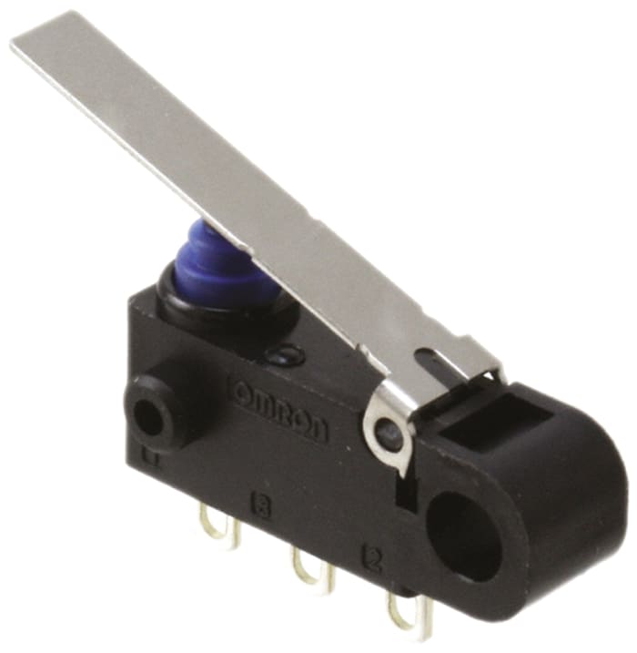 D2HW-C221H Omron | Omron Long Hinge Lever Micro Switch, Solder Terminal, 2 A @ 12 V dc, SPDT ...