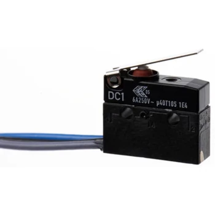 DC1C-C3LB ZF | ZF Short Lever Micro Switch, Pre-wired Terminal, 6 A @ 250 V ac, SPDT, IP6K7 ...
