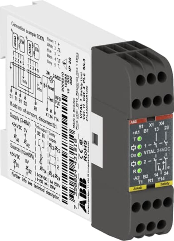 2TLA020052R1000 Vital 1 ABB | Relé de seguridad ABB Vital, para Haz de ...