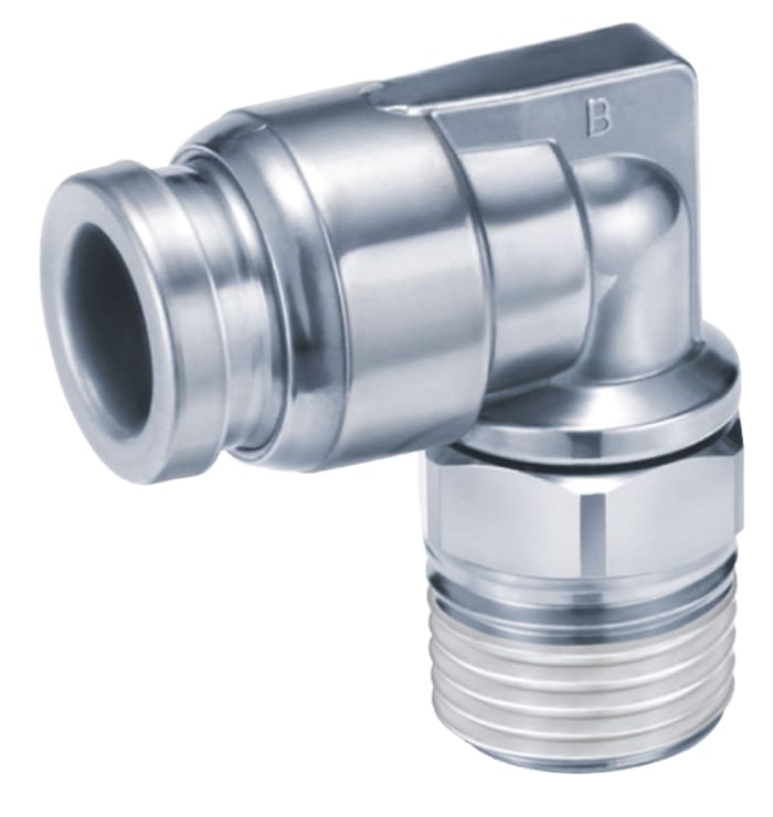 KQG2L08-01S SMC | SMC KQG2 Series Elbow Threaded Adaptor, R 1/8 Male to Push In 8 mm, Threaded ...
