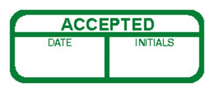 RS PRO | RS PRO Adhesive Pre-Printed Green Label-ACCEPTED-. Quantity ...