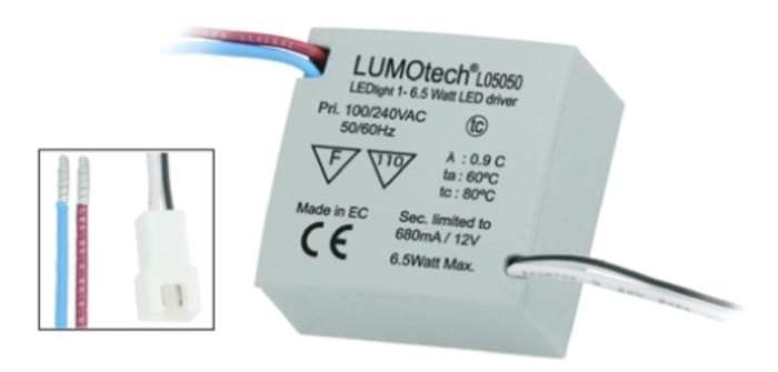 L05050 Lumotech | Lumotech LED Driver, 1 → 12V Output, 6.5W Output, 680mA Output, Constant ...