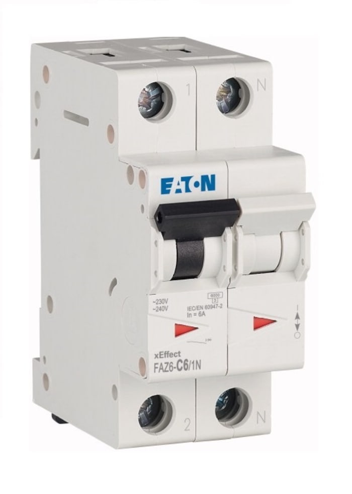 239059 FAZ6-C6/1N Eaton | Eaton xEffect MCB, 2P, 6A Curve C, 230 → 400V AC, 6 kA Breaking ...