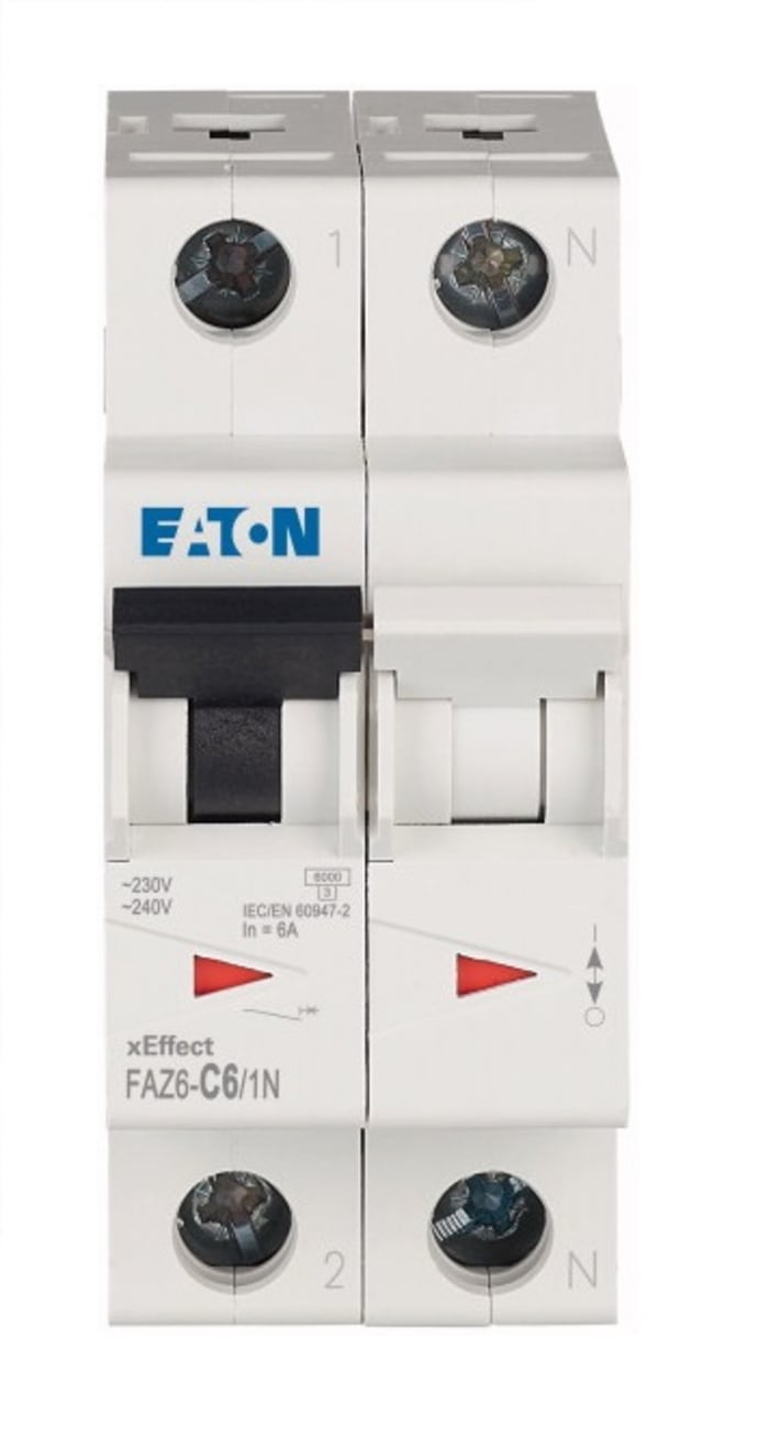 239059 FAZ6-C6/1N Eaton | Eaton xEffect MCB, 2P, 6A Curve C, 230 → 400V AC, 6 kA Breaking ...