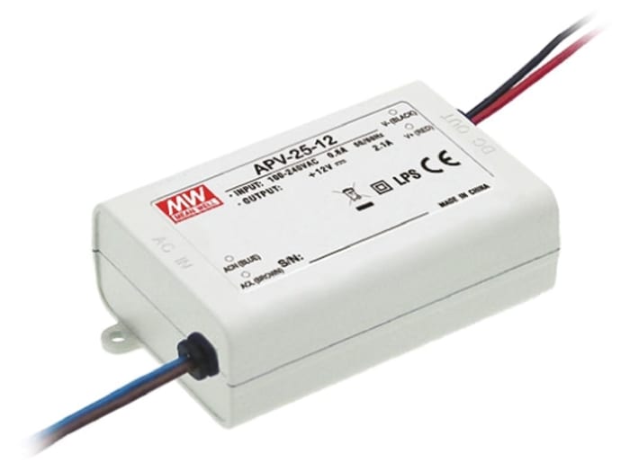 APV-25-12 MEAN WELL | MEAN WELL LED Driver, 12V Output, 25.2W Output, 2.1A Output, Constant ...