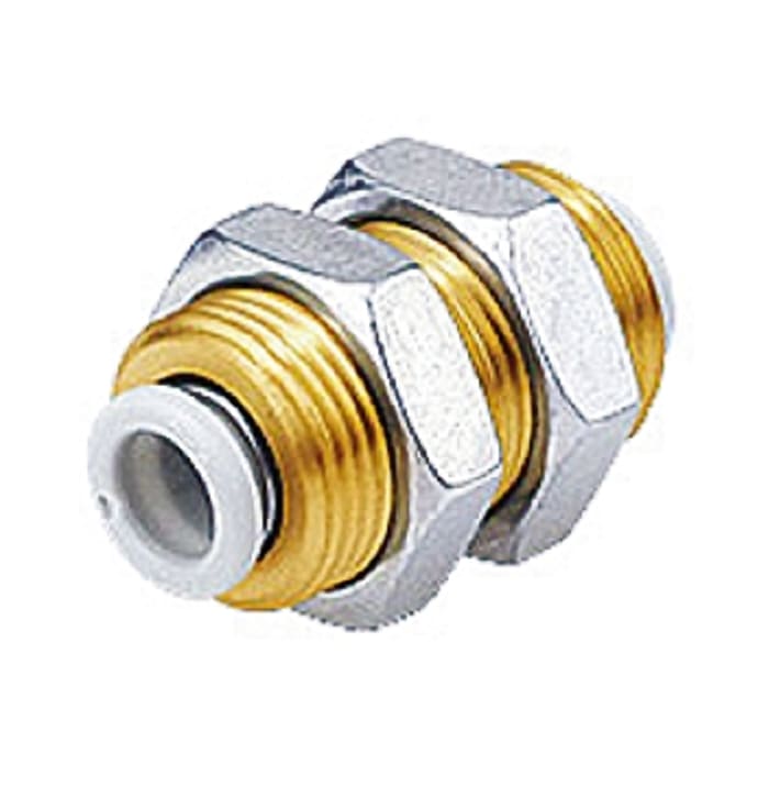 KQ2E07-00A SMC | SMC KQ2 Series Bulkhead Tube-to-Tube Adaptor, Push In 1/4 in to Push In 1/4 in ...