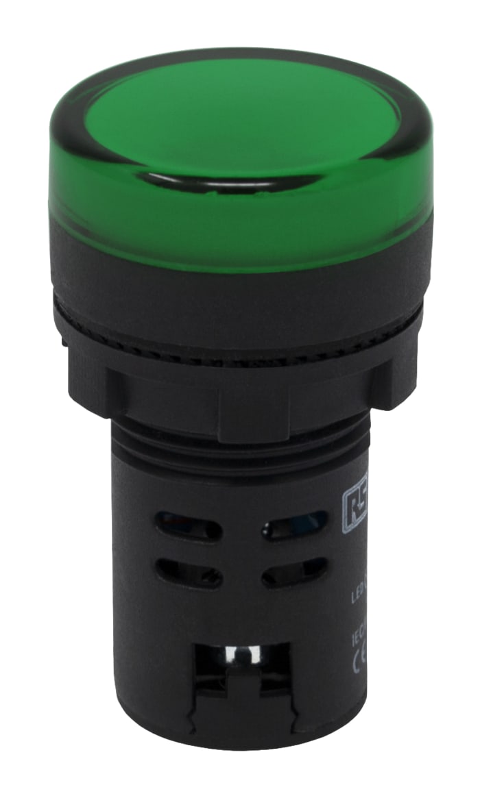 RS PRO | RS PRO, Panel Mount Green LED Pilot Light, 22mm Cutout, IP65 ...