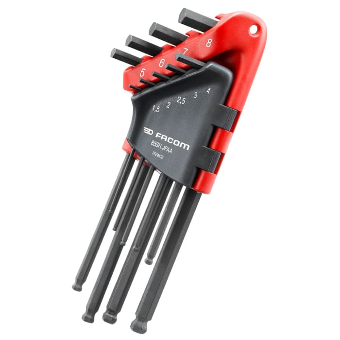 83SH.JPAAPF Facom | Facom 9 piece L Shape Metric Hex Key Set, 1.5 - 2 - 2.5 - 3 - 4 - 5 - 6 ...